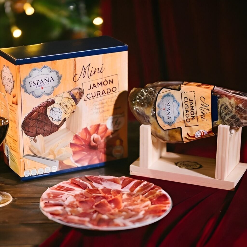 Mini Jambon Serrano "Curado" avec support et couteau - LA BOX ESPAGNOLE